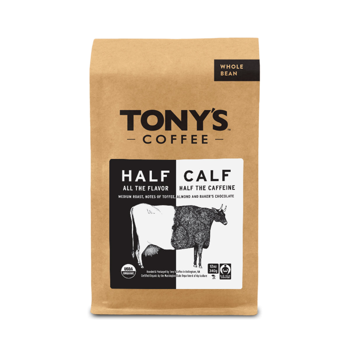 Tonys Coffee - Half Calf Whole Bean Coffee | Seattle Coffee Gear